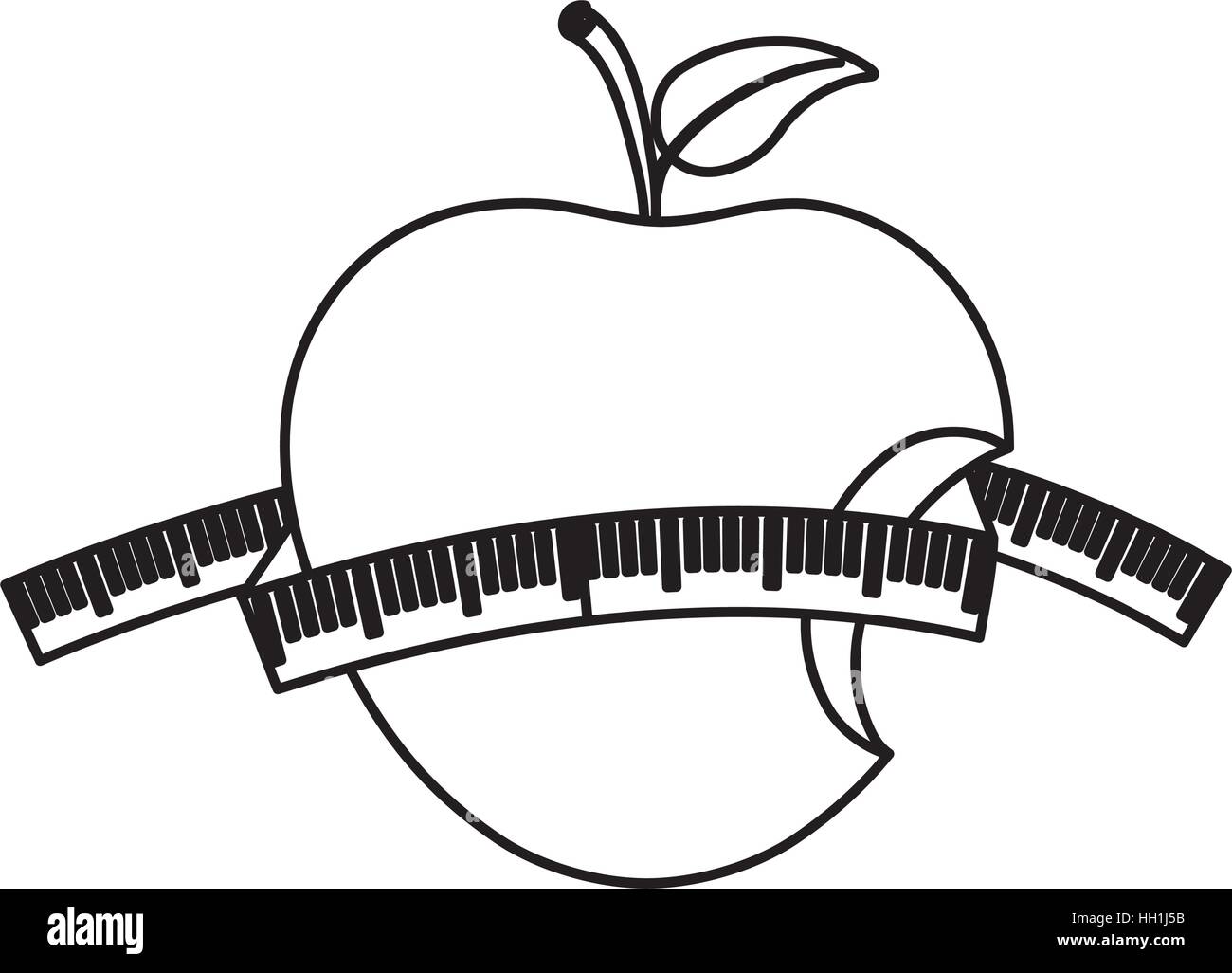 Apple with ruler icon vector illustration graphic design Stock Vector ...