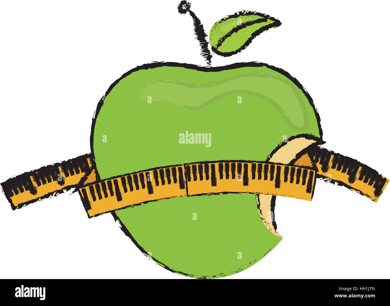 Apple with ruler icon vector illustration graphic design Stock Vector ...
