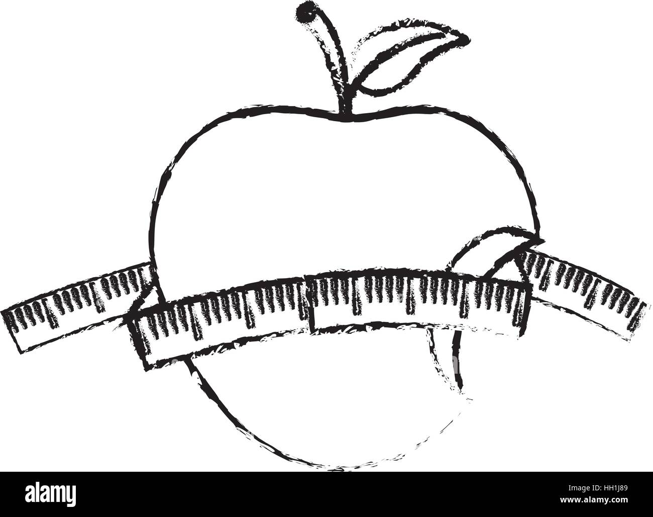 Apple with ruler icon vector illustration graphic design Stock Vector ...