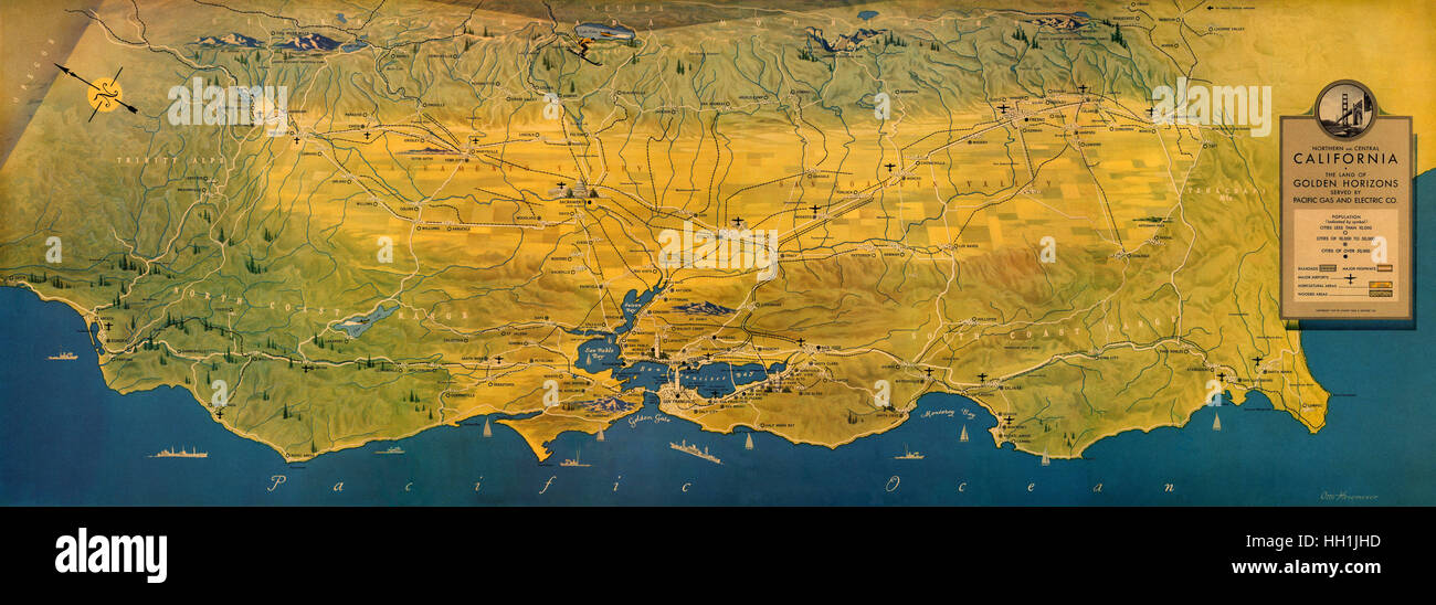 Map Of California 1957 Stock Photo - Alamy