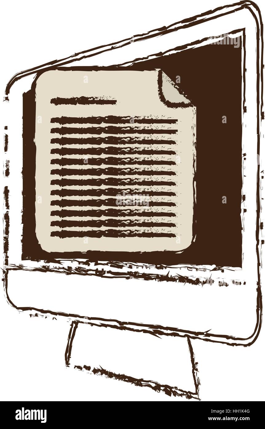 sketch draw monitor document technology electronic Stock Vector Image ...