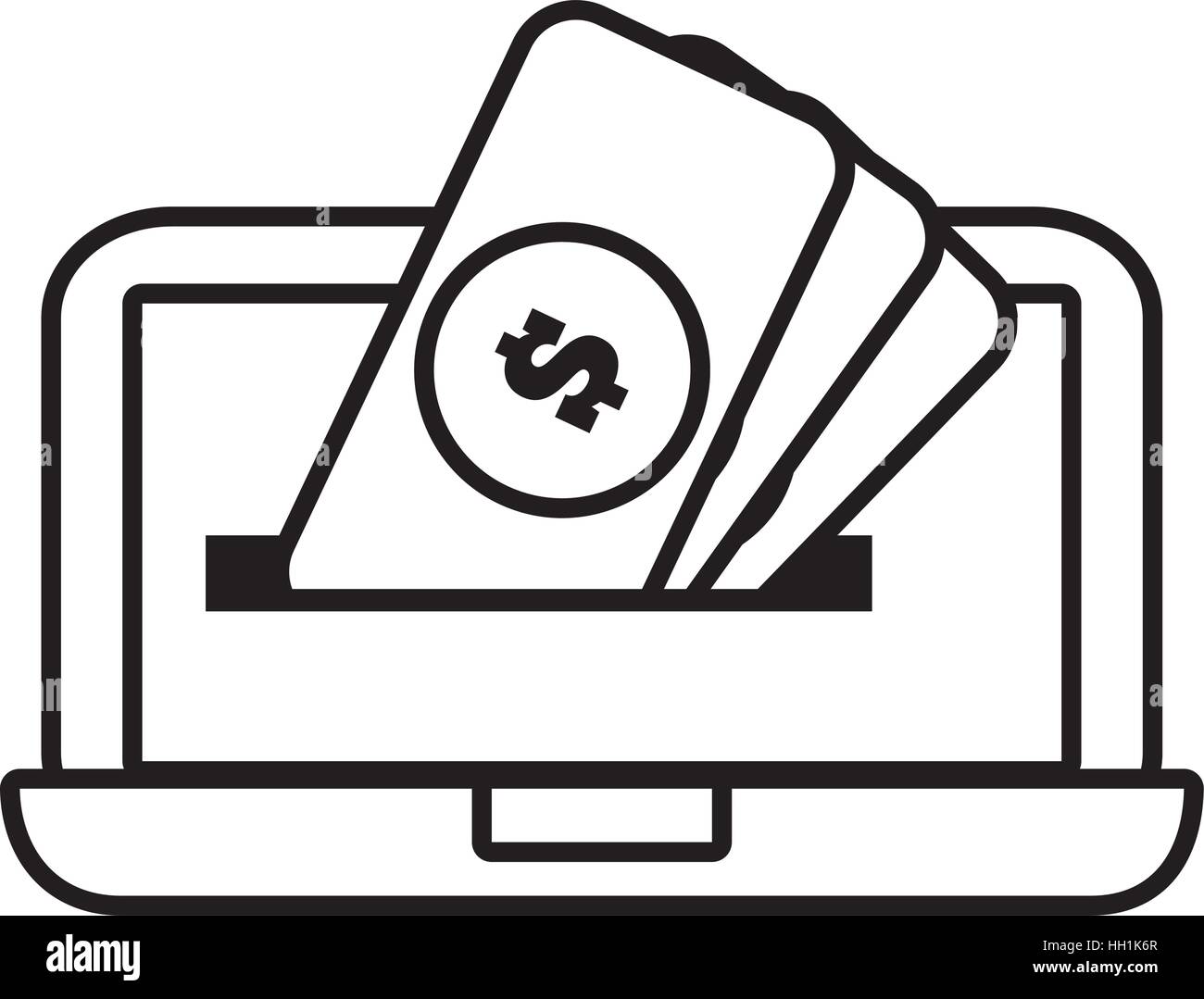 laptop technology money dollar design line Stock Vector Image & Art - Alamy
