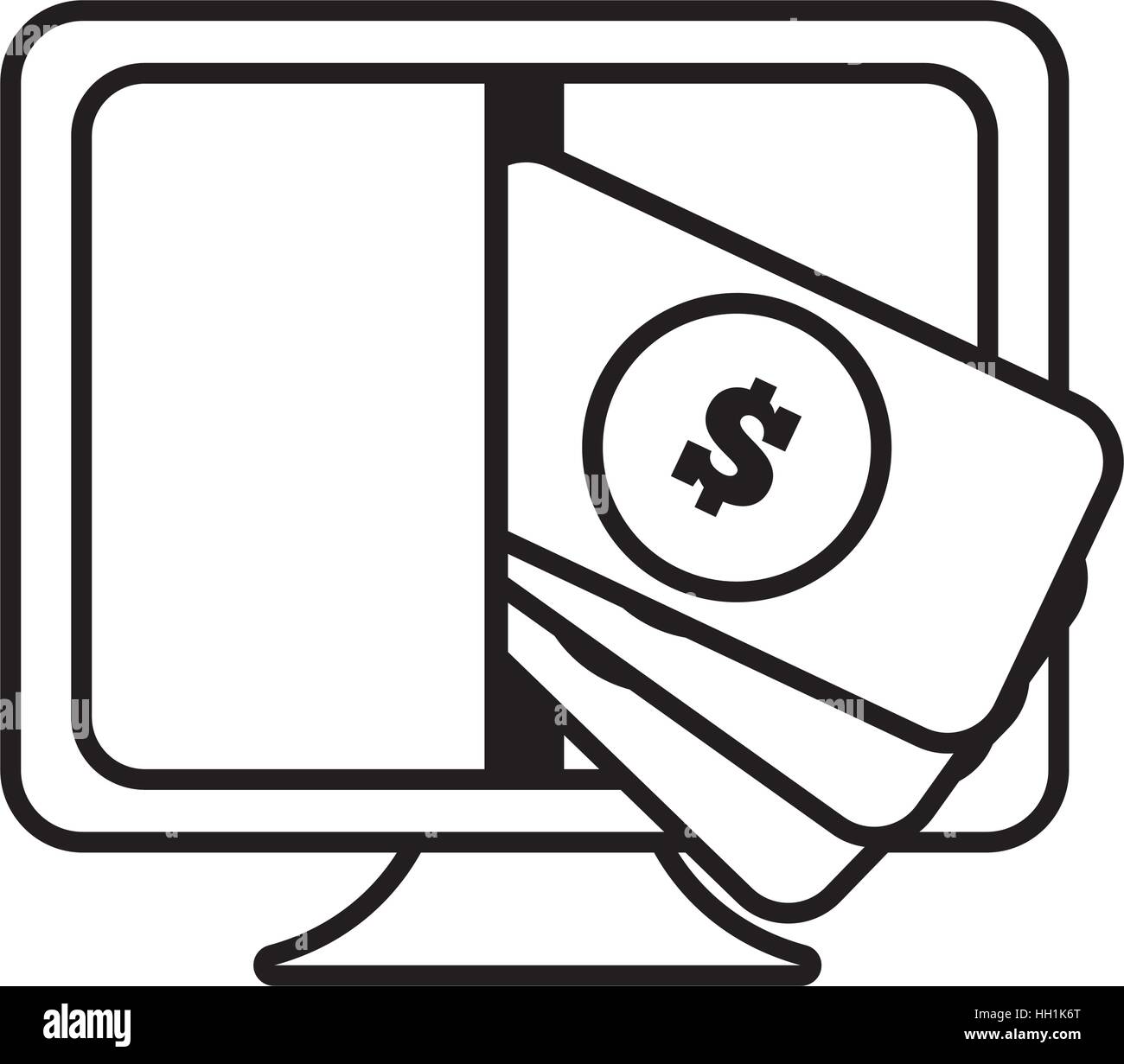 monitor money computer device line Stock Vector Image & Art - Alamy