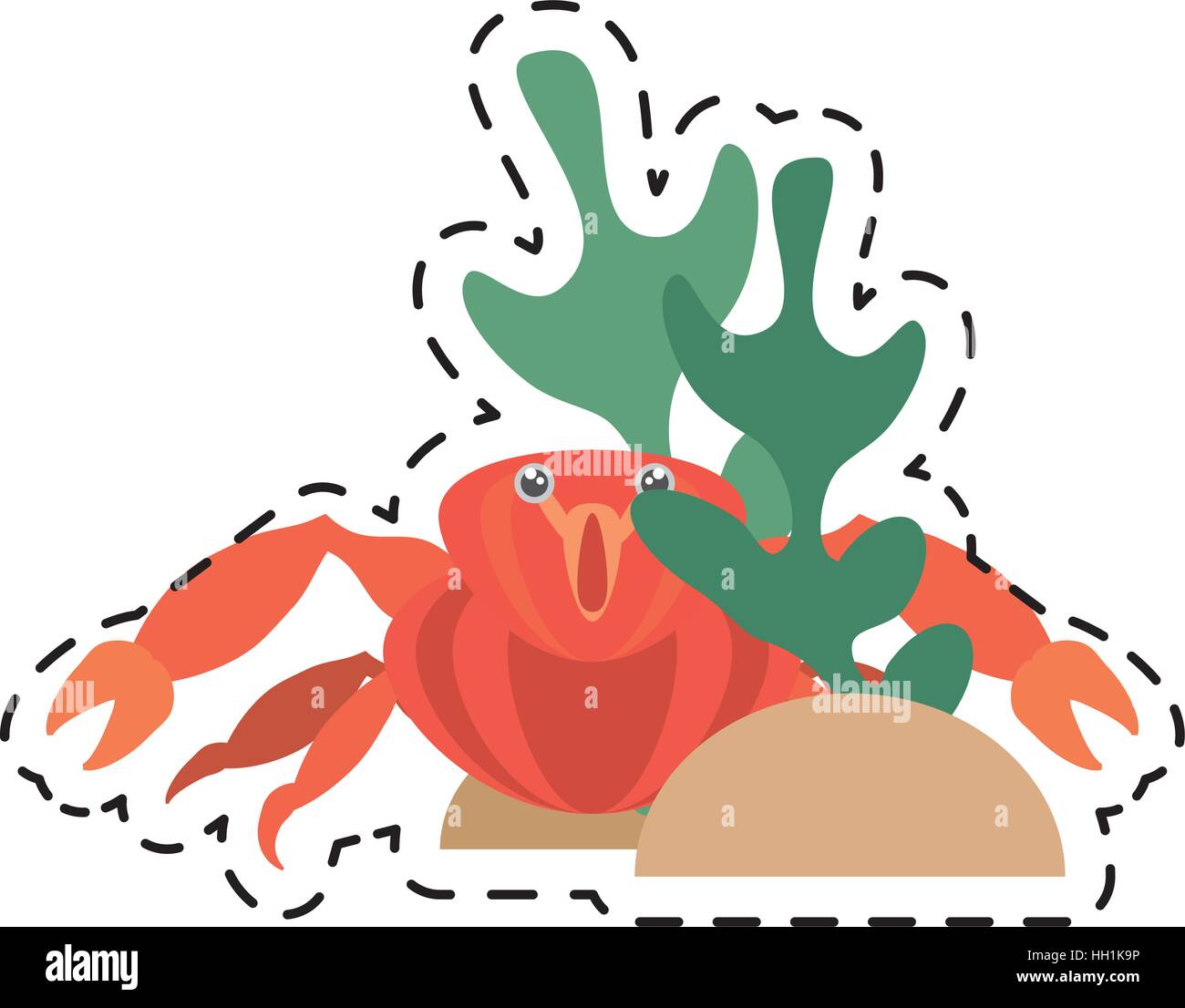 red crab sea life marine coral line dotted Stock Vector Image & Art - Alamy