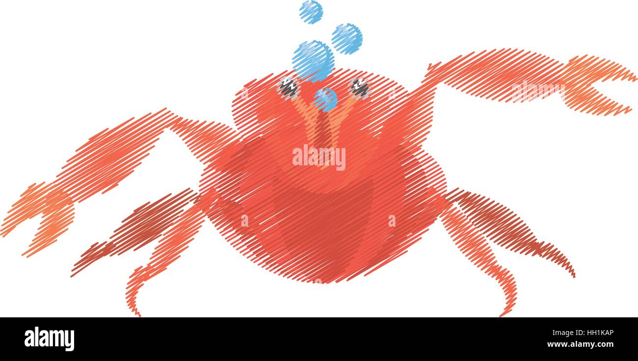 hand drawing red crab sea life marine bubbles Stock Vector Image & Art ...