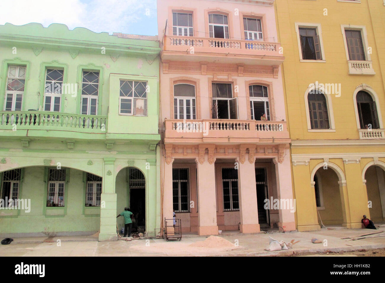 colorful Cuban buildings being restored Stock Photo - Alamy