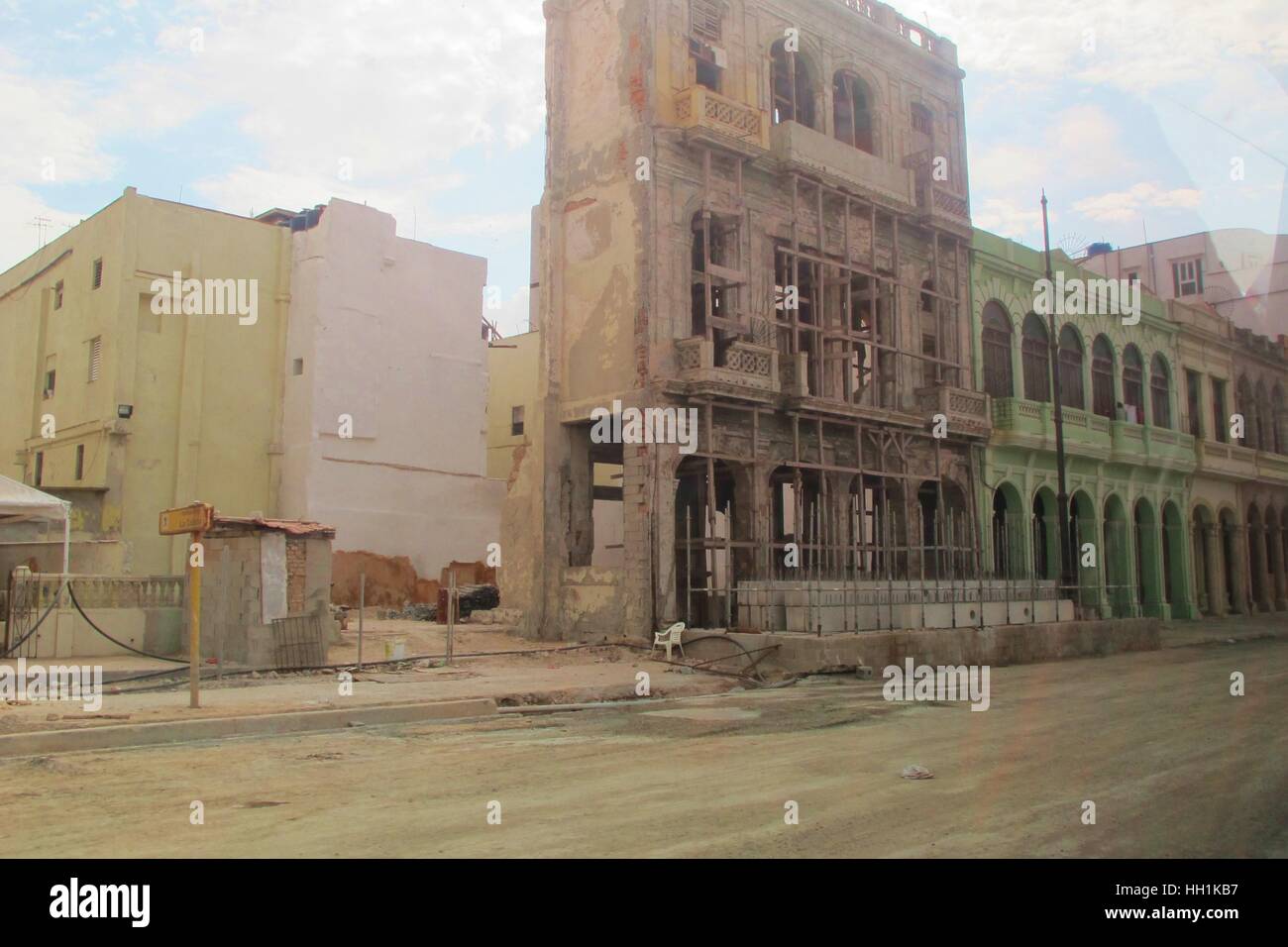 derelict buildings being refurbished in Havana Cuba Stock Photo - Alamy