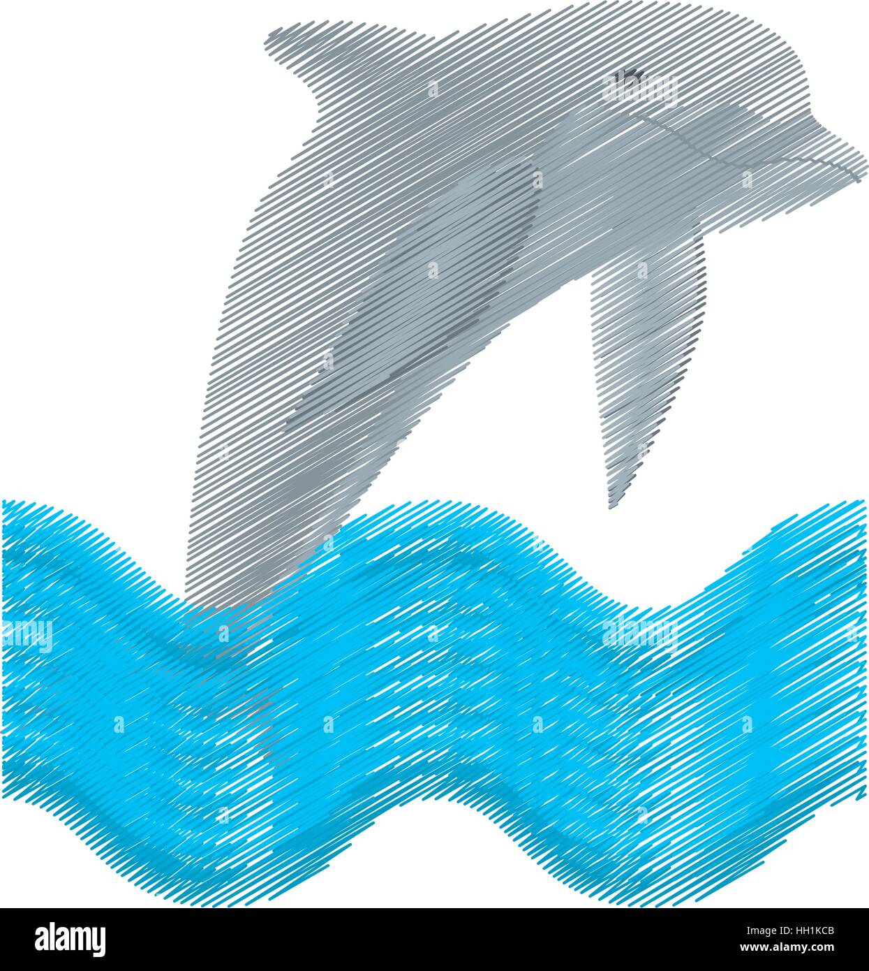 hand drawing dolphin ocean fish friendly wave Stock Vector Image & Art ...