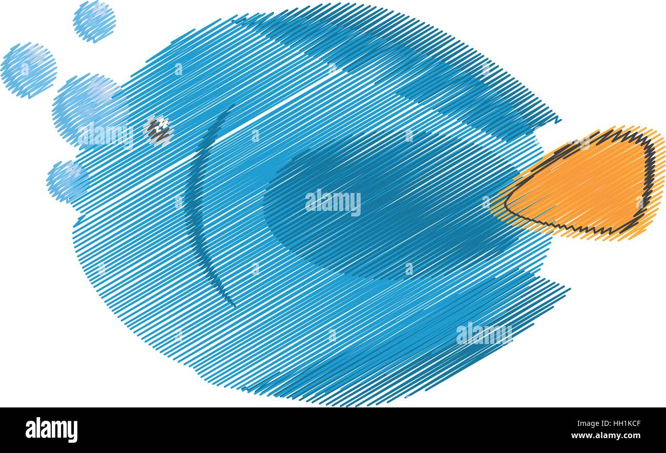 hand drawing blue fish life exotic bubbles Stock Vector Image & Art - Alamy