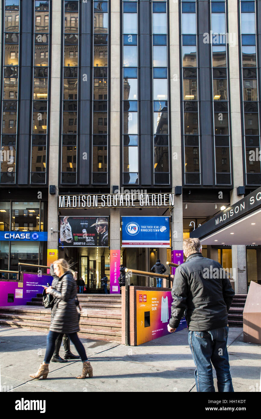 Exterior street view of Madison Square Garden in midtown Manhattan NYC ...