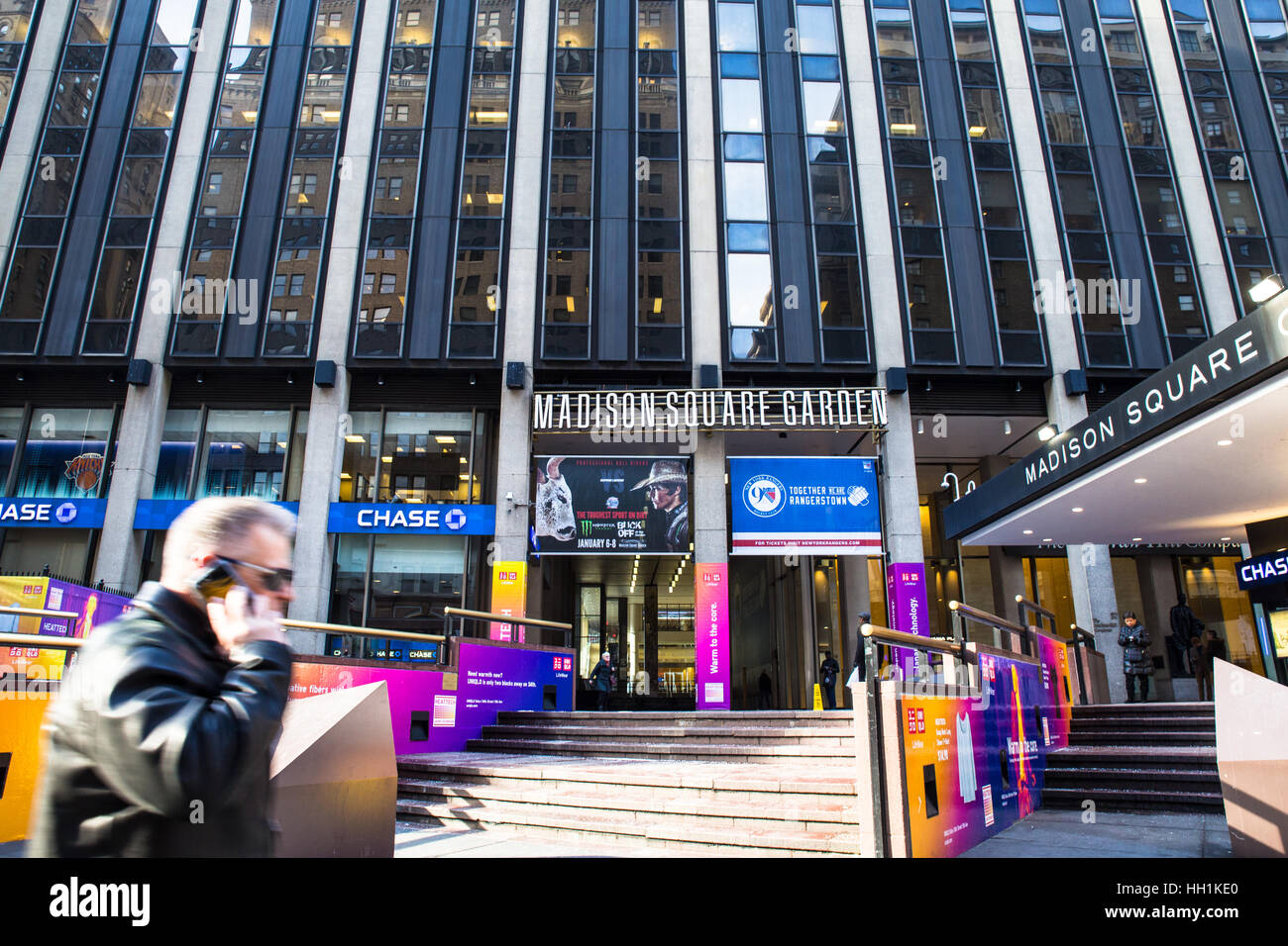 Exterior street view of Madison Square Garden in midtown Manhattan NYC ...