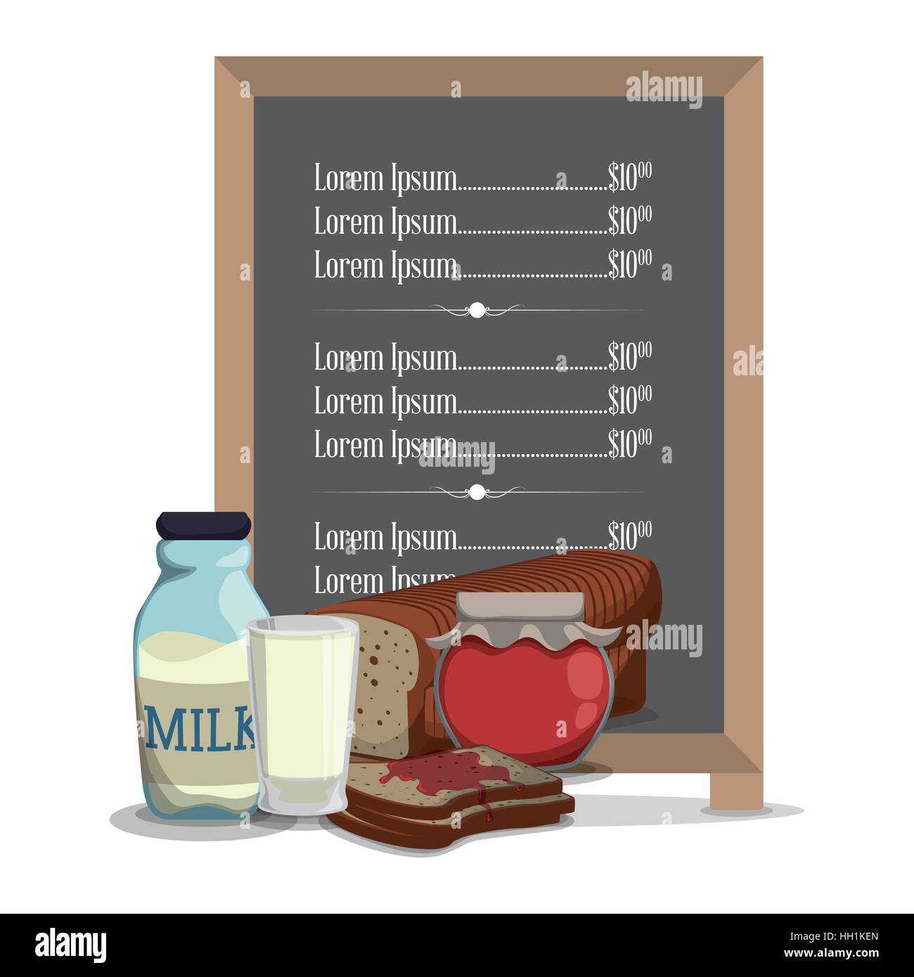 Breakfast plate jam cheese Stock Vector Images - Alamy