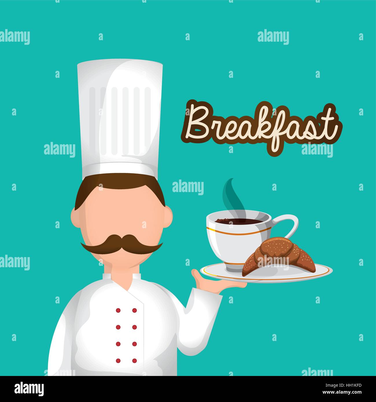 Cartoon Chefs Cooking Breakfast