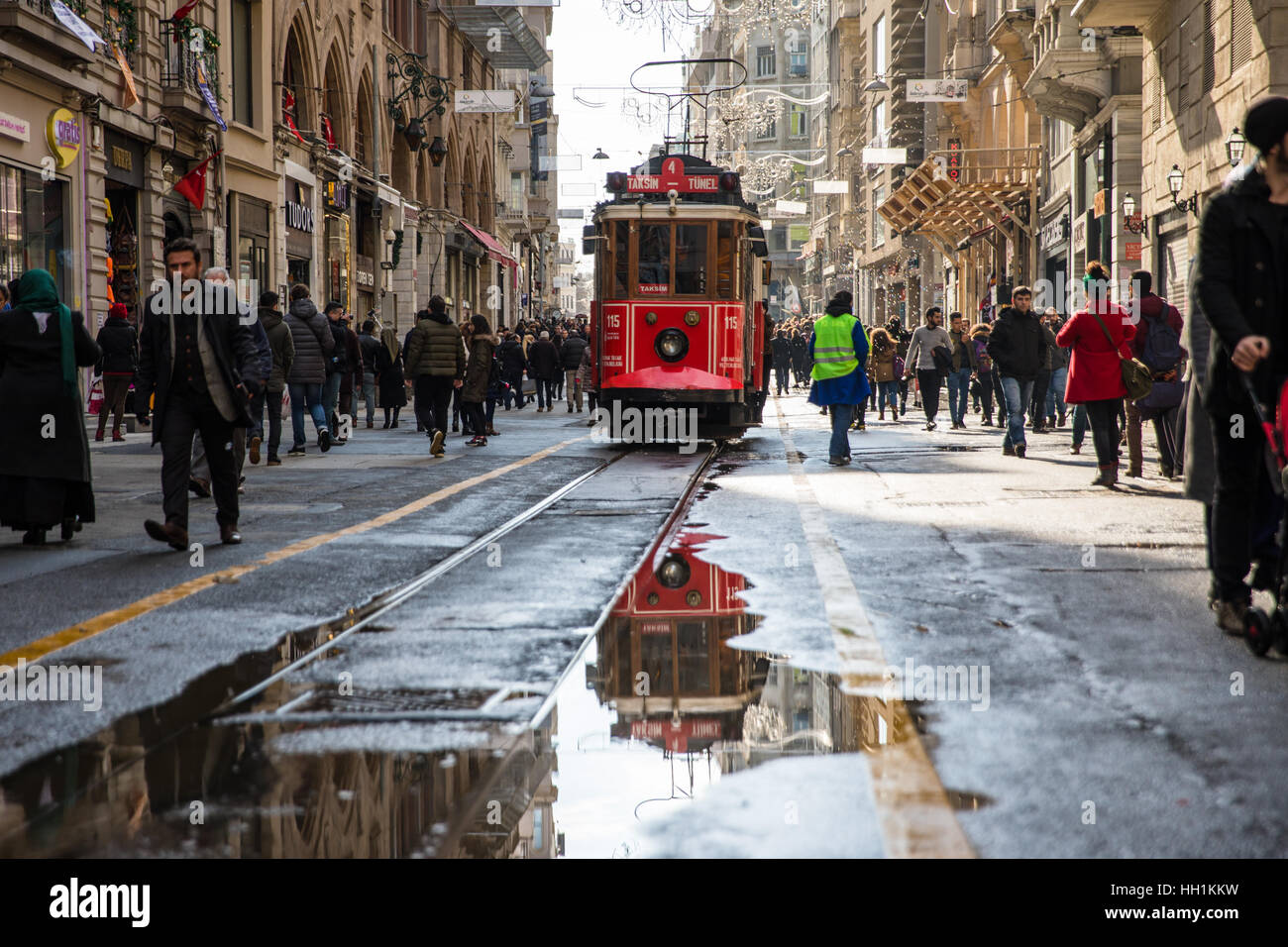 The iconic red tram on Istiklal in Istanbul, Turkey Stock Photo - Alamy