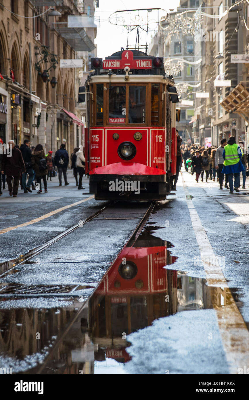 The iconic red tram on Istiklal in Istanbul, Turkey Stock Photo - Alamy