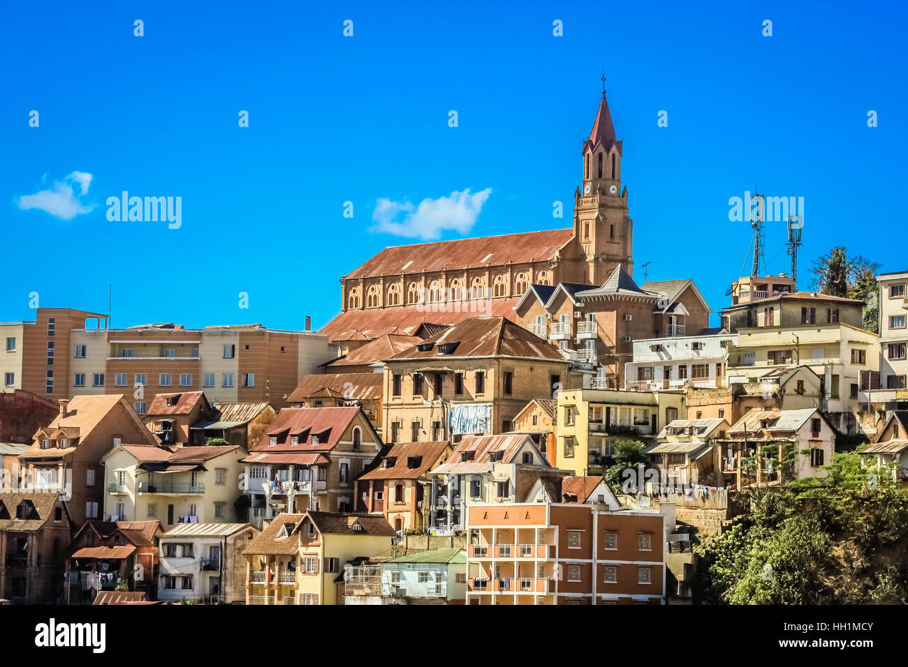 Homes of Antananarivo, the capital city of the island of Madagascar ...