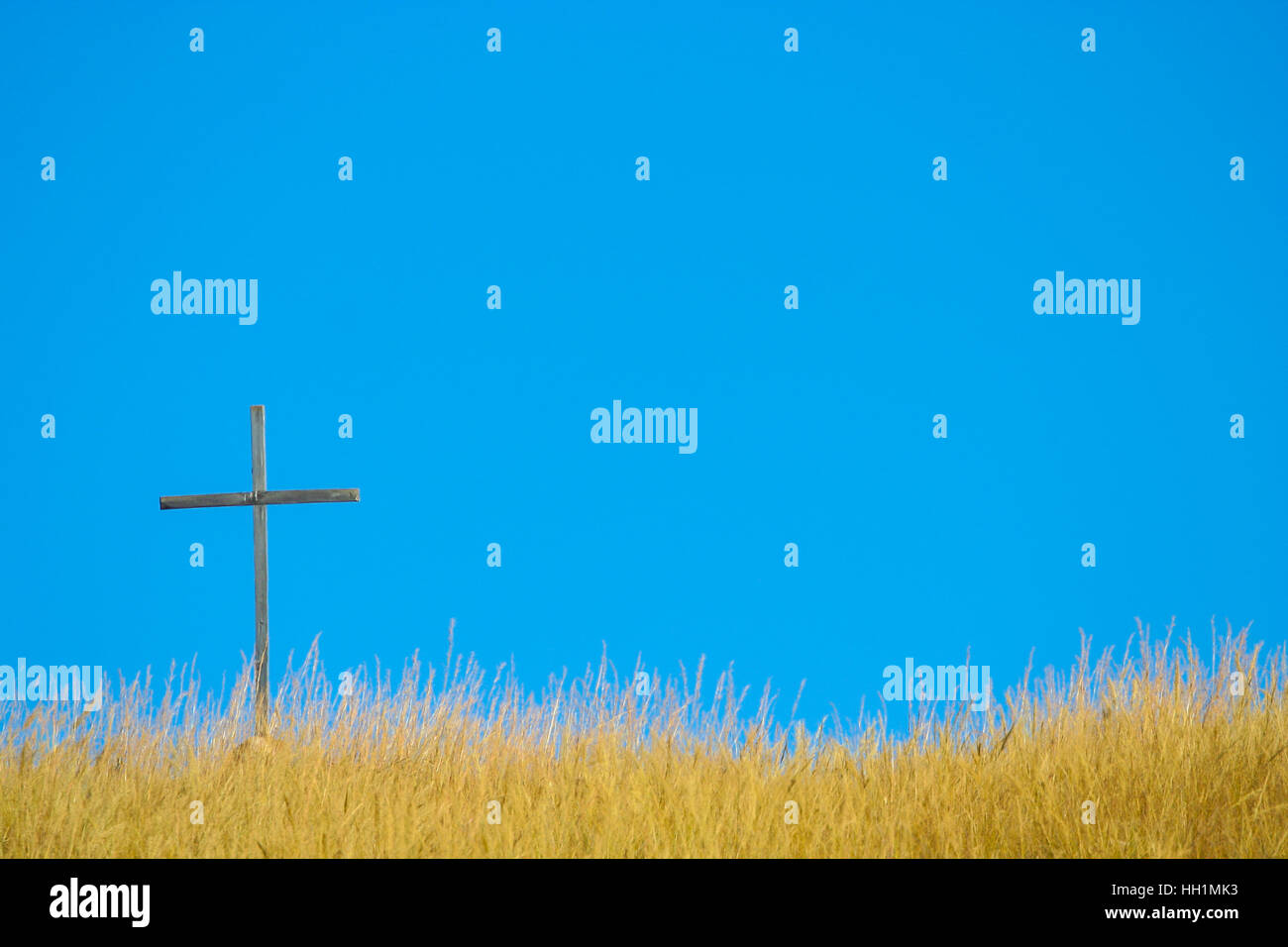 Lonely cross in the field in the countryside Stock Photo - Alamy