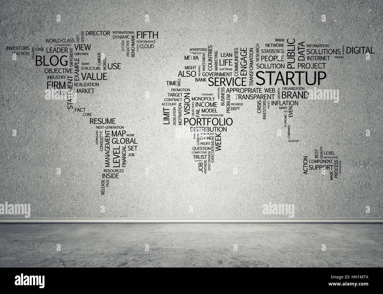 World map in typography Stock Photo - Alamy