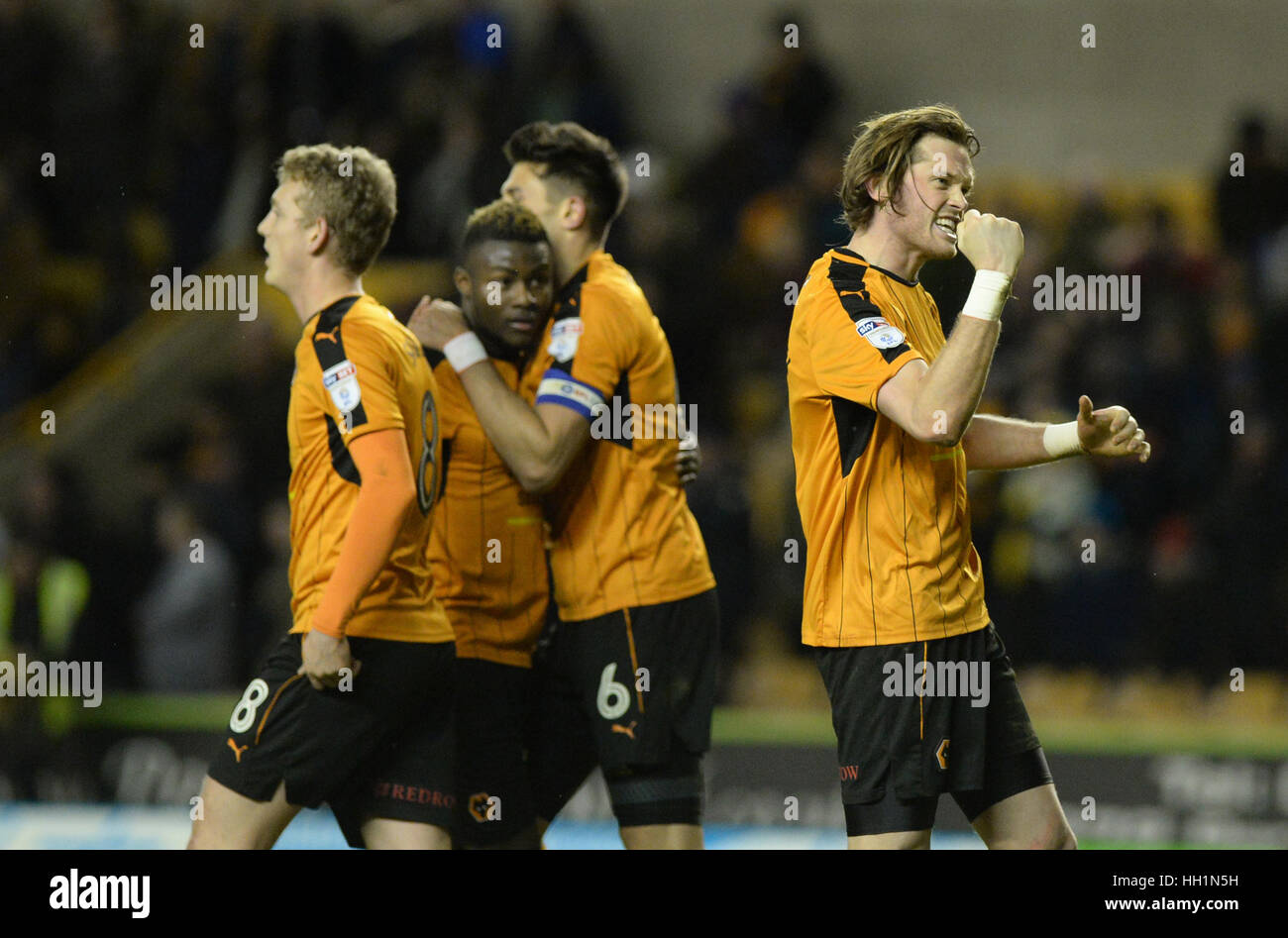 Wolverhampton Wanderers players celebrate their win over Villa at the ...