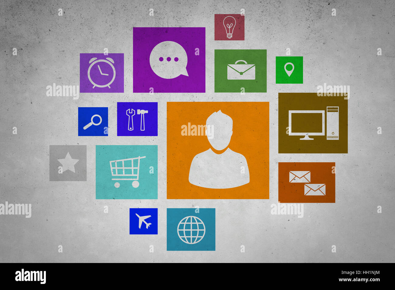 group of colorful application icons, concept of Internet Stock Photo ...