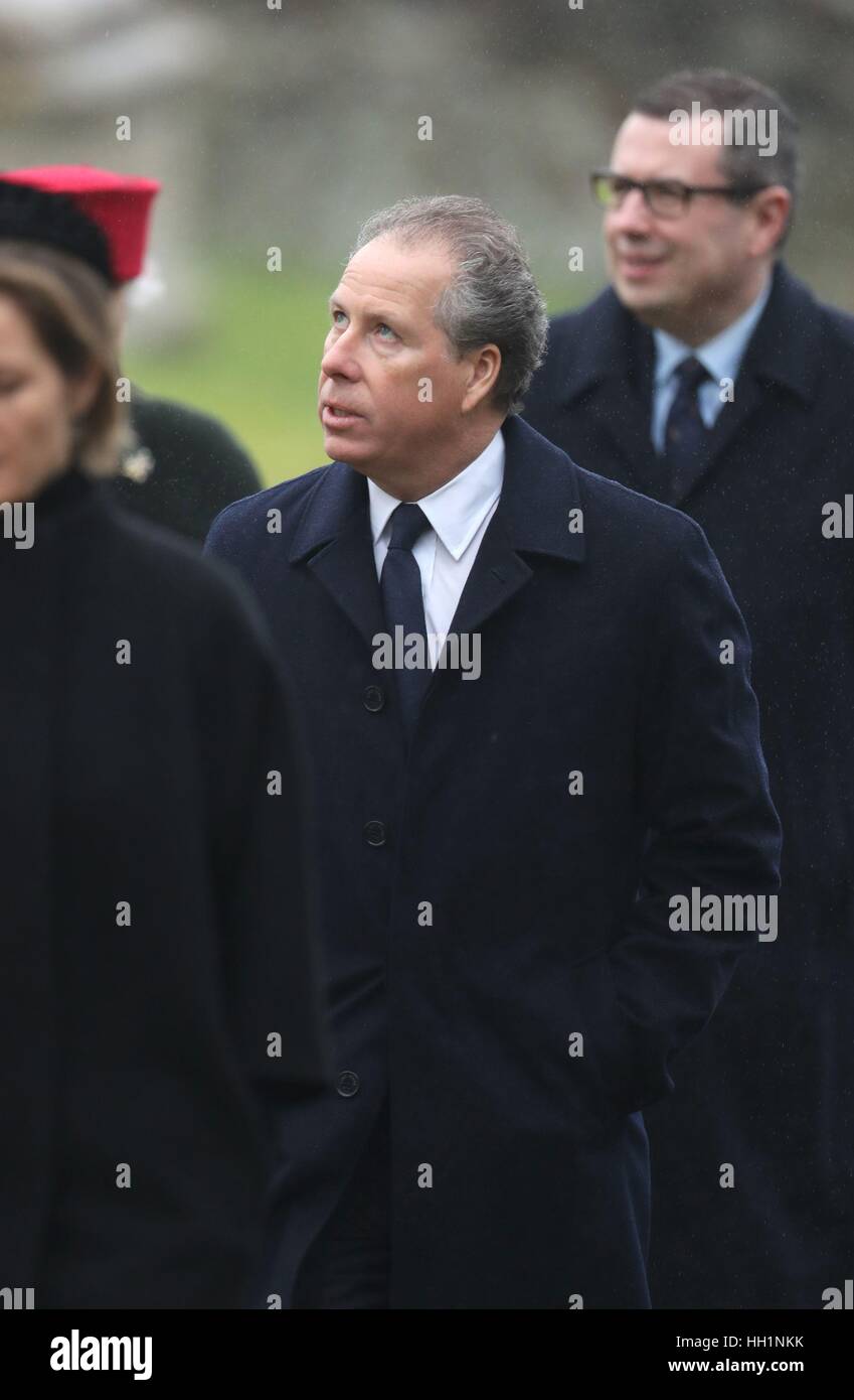 The Second Earl of Snowdon arrives to attend a church service at ...