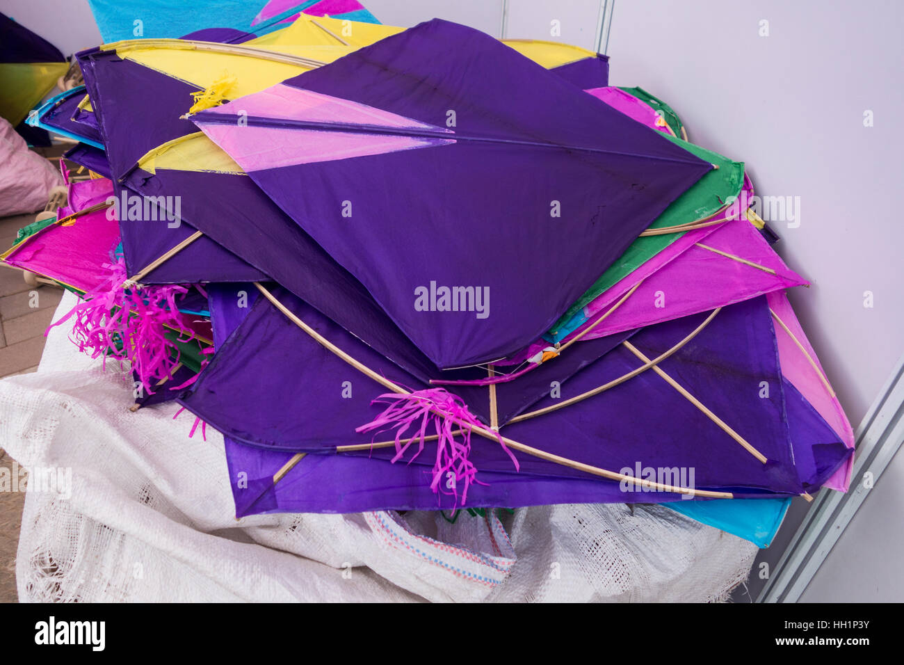 A stack of colorful Indian Kites for sale in Hyderabad,India Stock ...