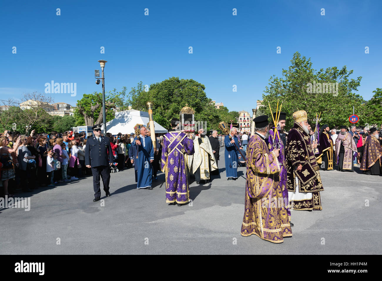 CORFU, GREECE - APRIL 30, 2016: The procession with the relics of the ...