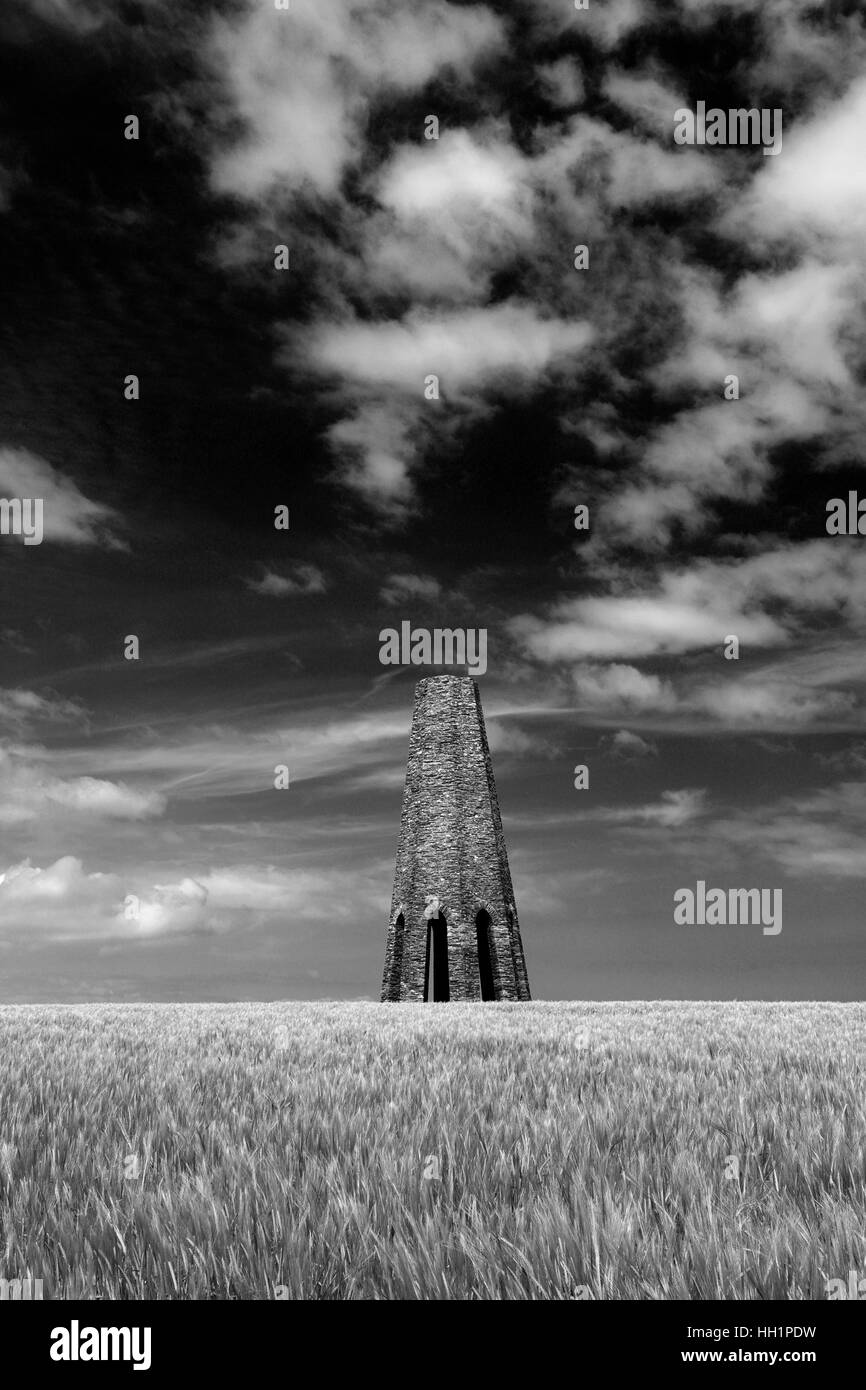 Summer, the stone built Daymark Tower, at Forward Point, Start Bay ...