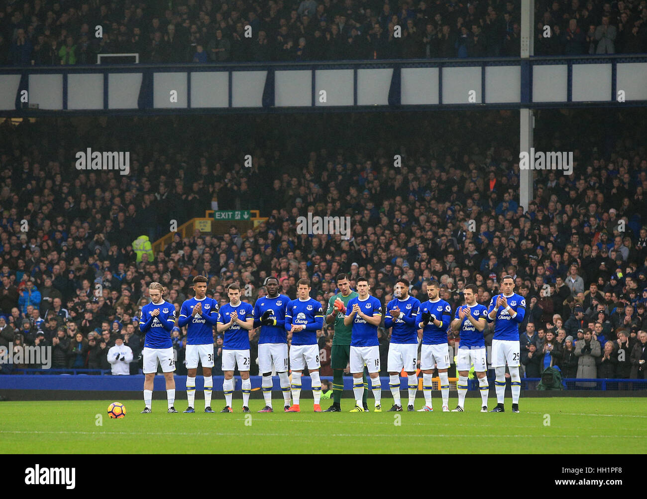 Everton players observe a minute's applause in memory of Graham Taylor ...