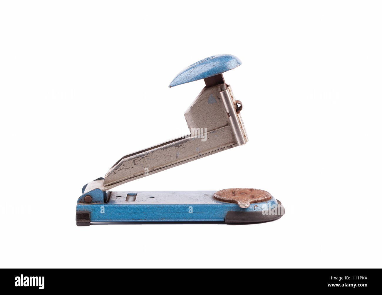 Vintage old stapler on the wood background Stock Photo - Alamy
