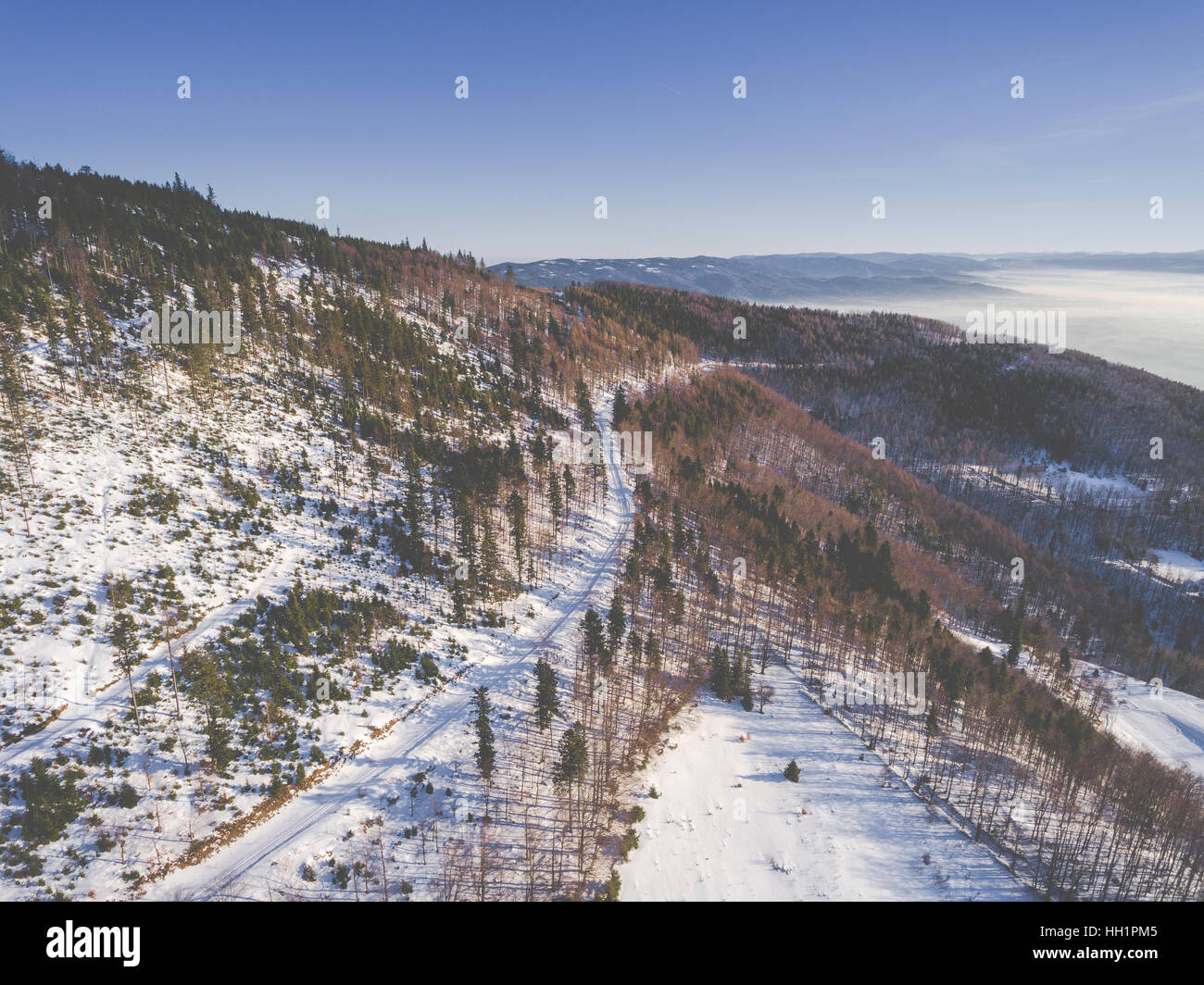 Winter in mountains. View from above. Szczyrk.Poland Stock Photo - Alamy