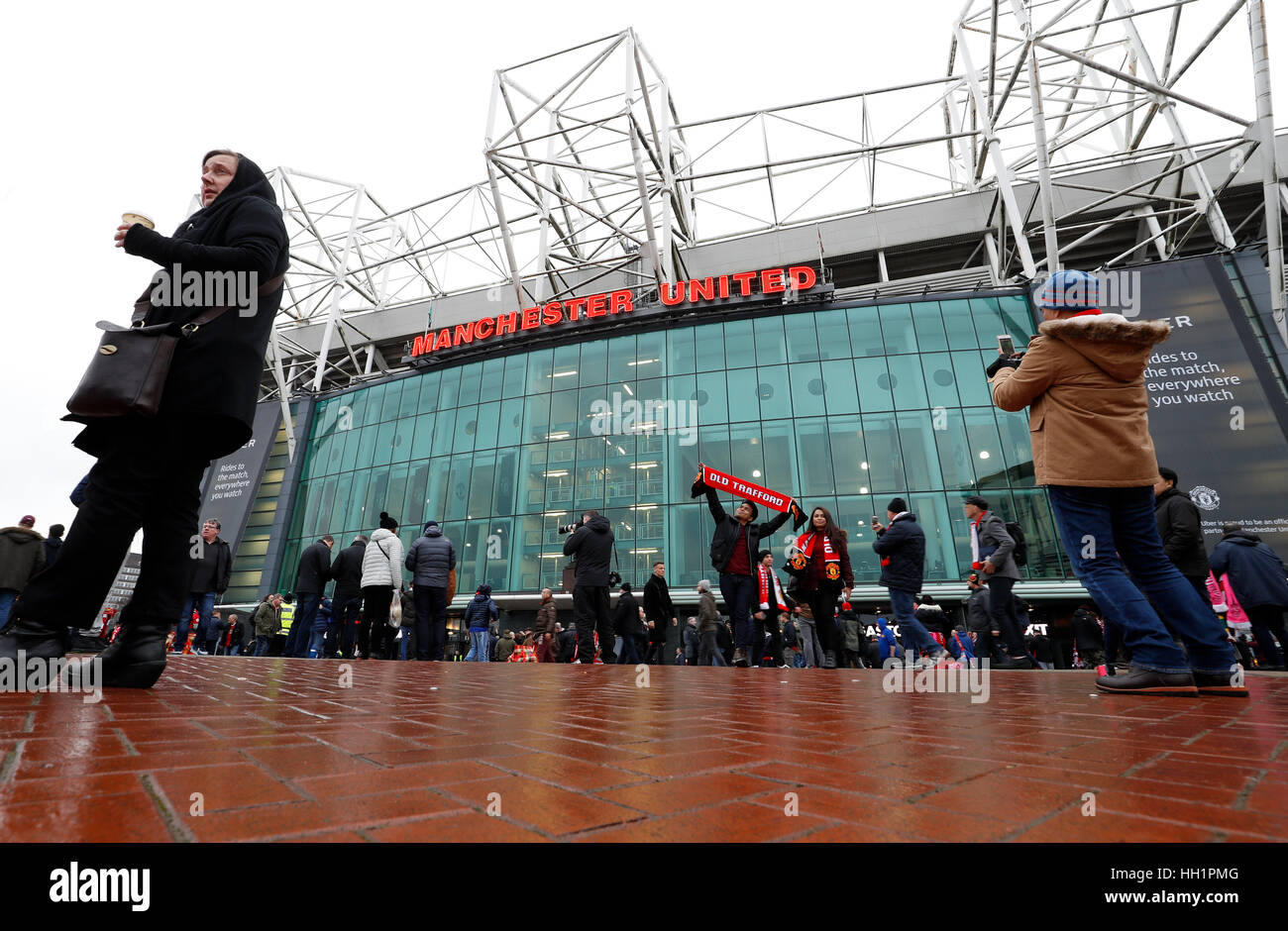 Fans outside the ground before the Premier League match at Old Trafford ...