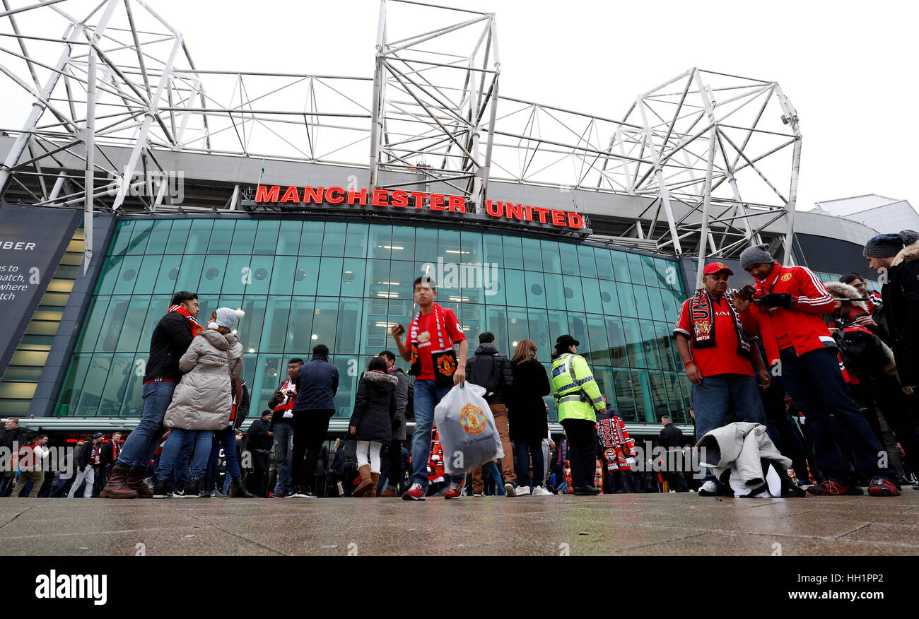 Fans outside the ground before the Premier League match at Old Trafford ...