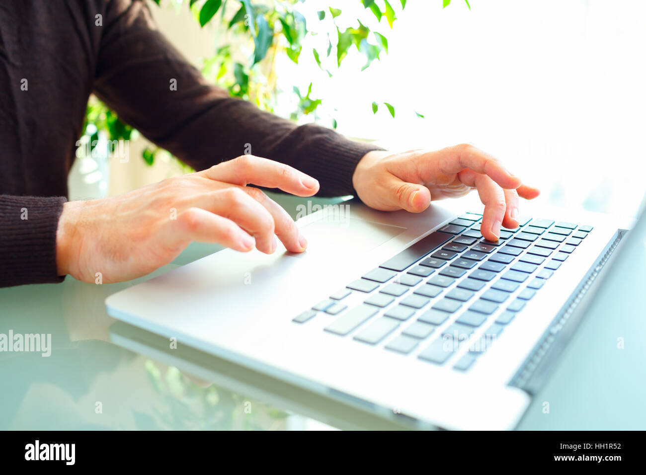 Male hands or men office worker typing on the keyboard Stock Photo - Alamy