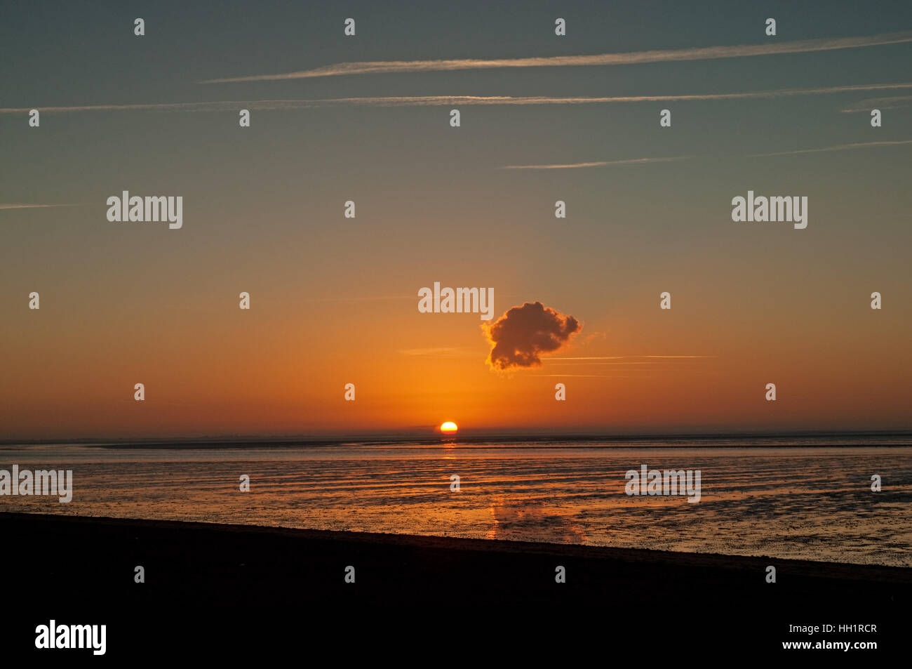 Sunset over The Wash from Snettisham, Norfolk Stock Photo - Alamy