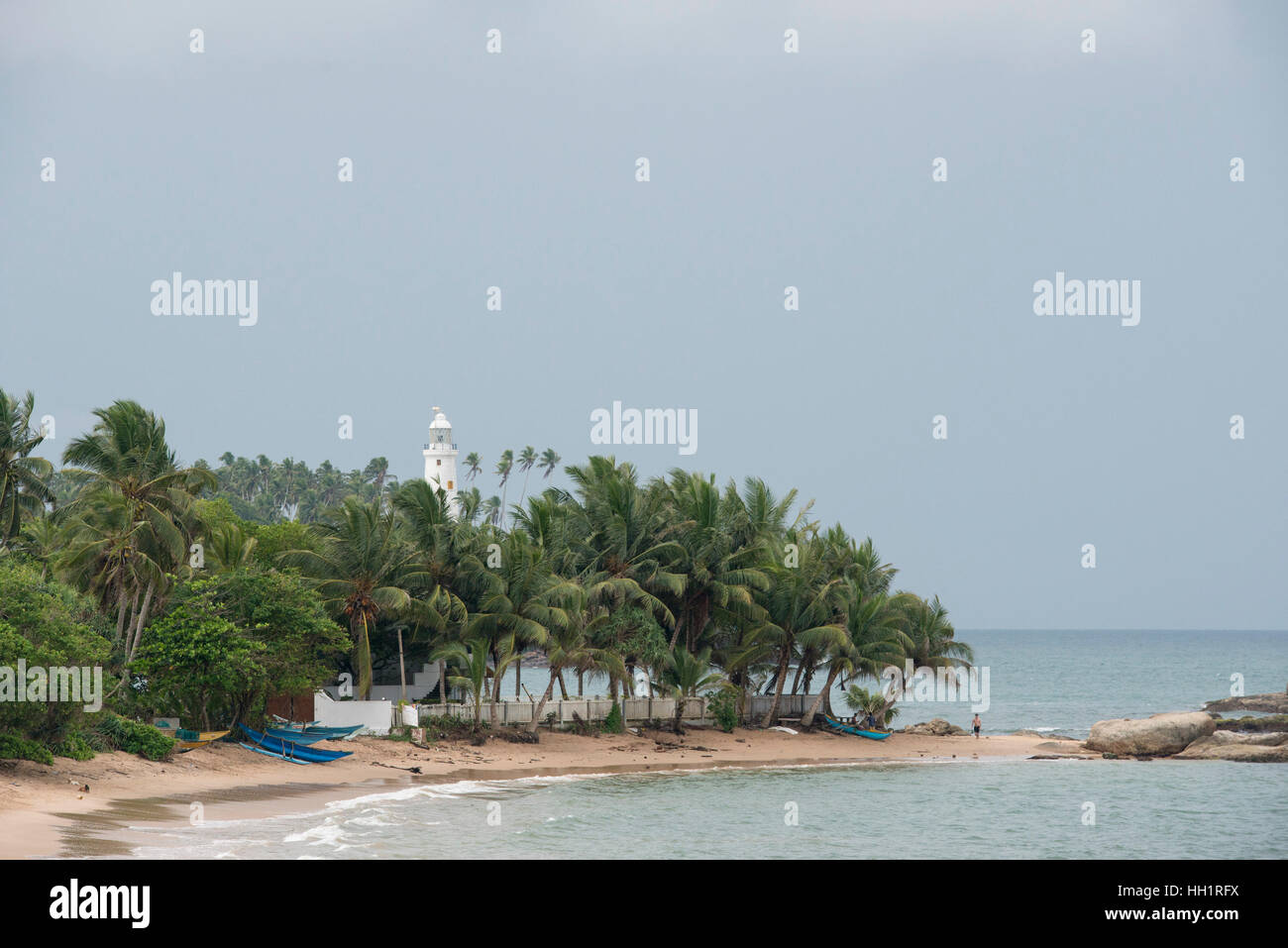 Lighthouse and palm-lined beach, Beruwala, Sri Lanka Stock Photo - Alamy