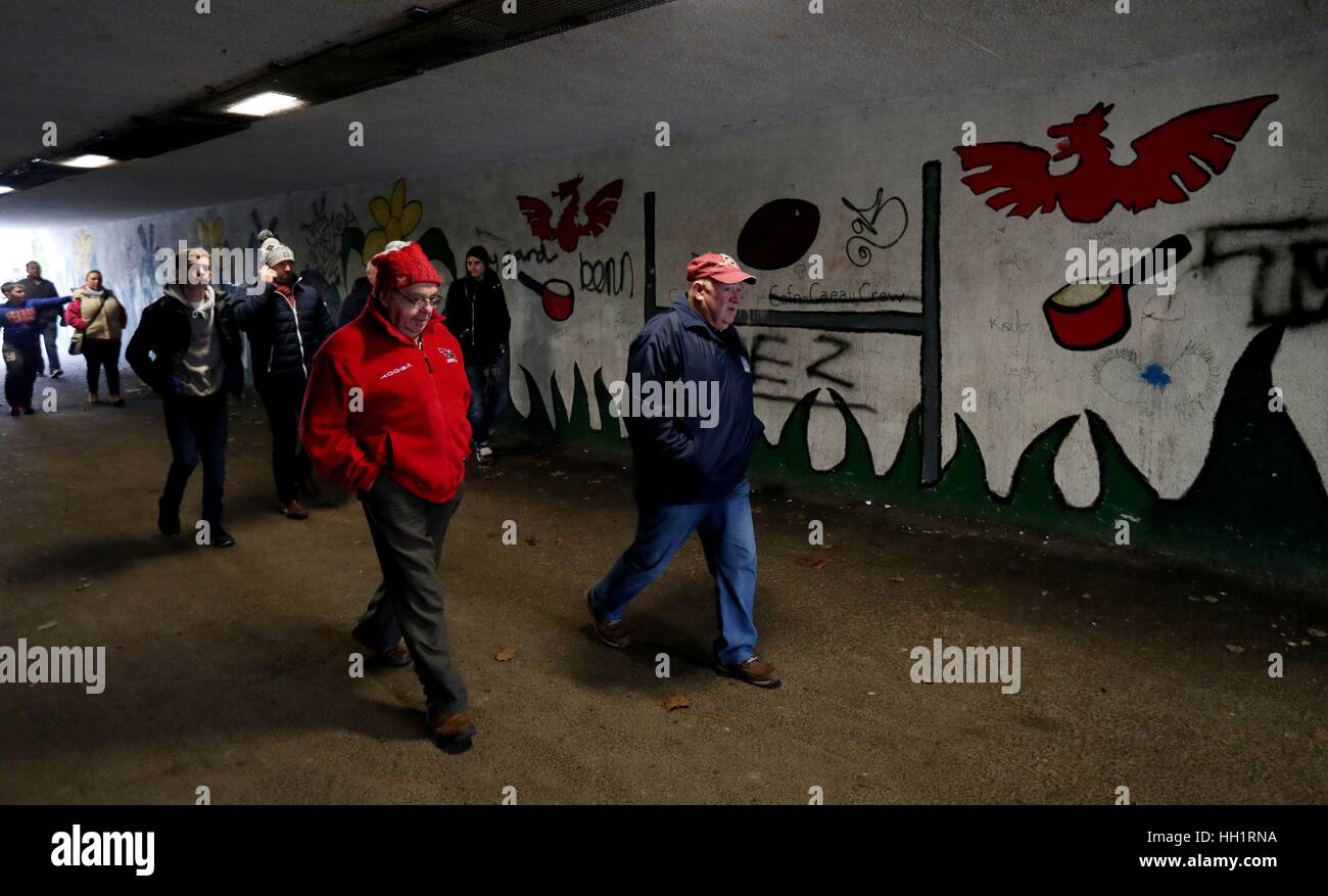 *EDITORS NOTE CONTENT* Scarlets fans arrive for the European Champions ...
