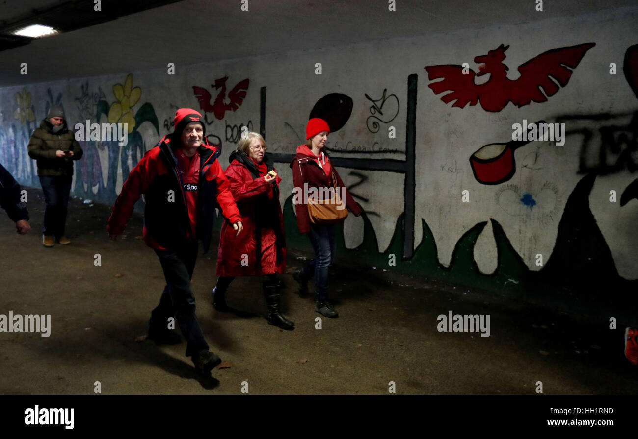*EDITORS NOTE CONTENT* Scarlets fans arrive for the European Champions ...