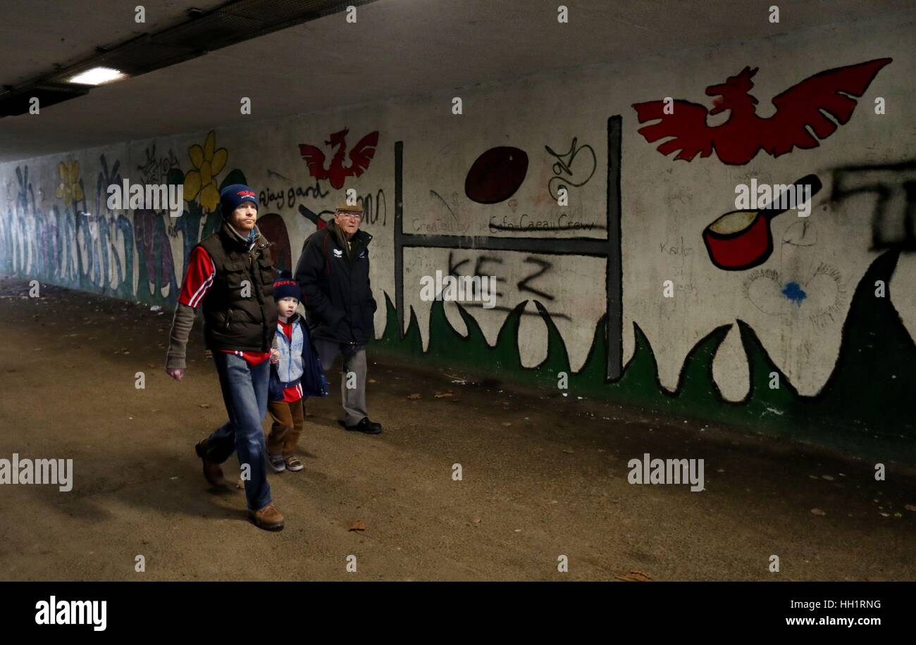 *EDITORS NOTE CONTENT* Scarlets fans arrive for the European Champions ...