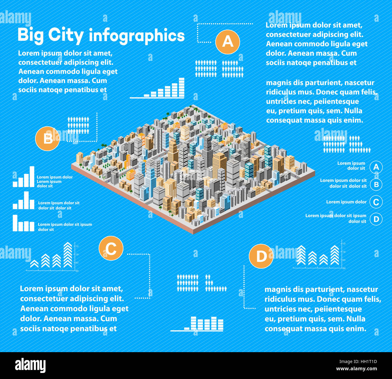 Urban infographics with isometric city Stock Photo - Alamy