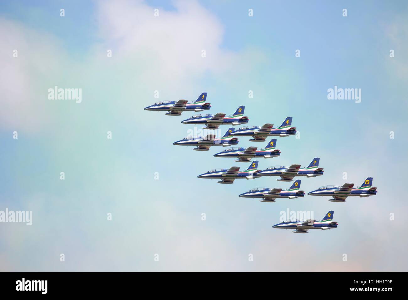 The Italian Air Force aerobatic display team Frecce Tricolori ...