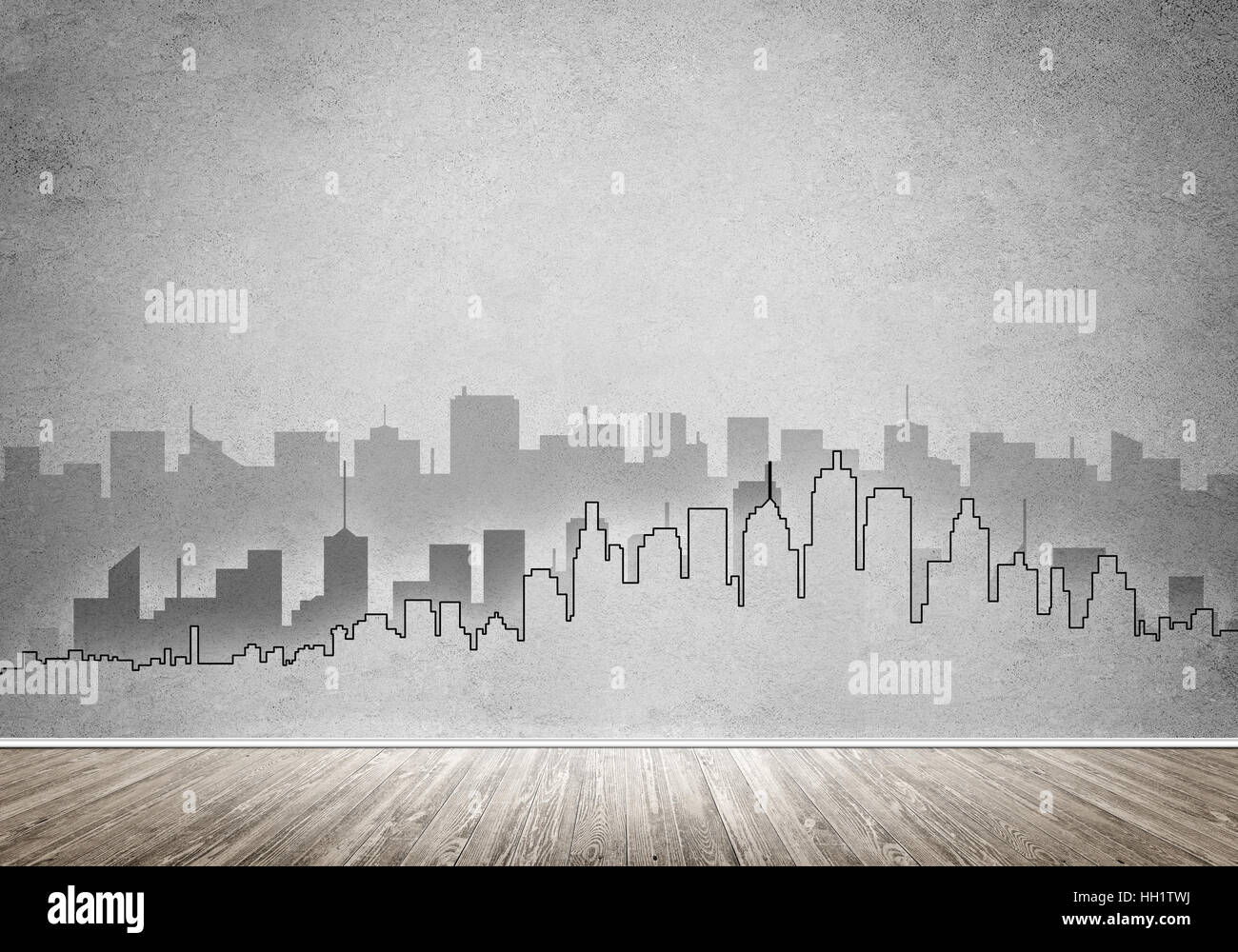 City design on wall Stock Photo - Alamy