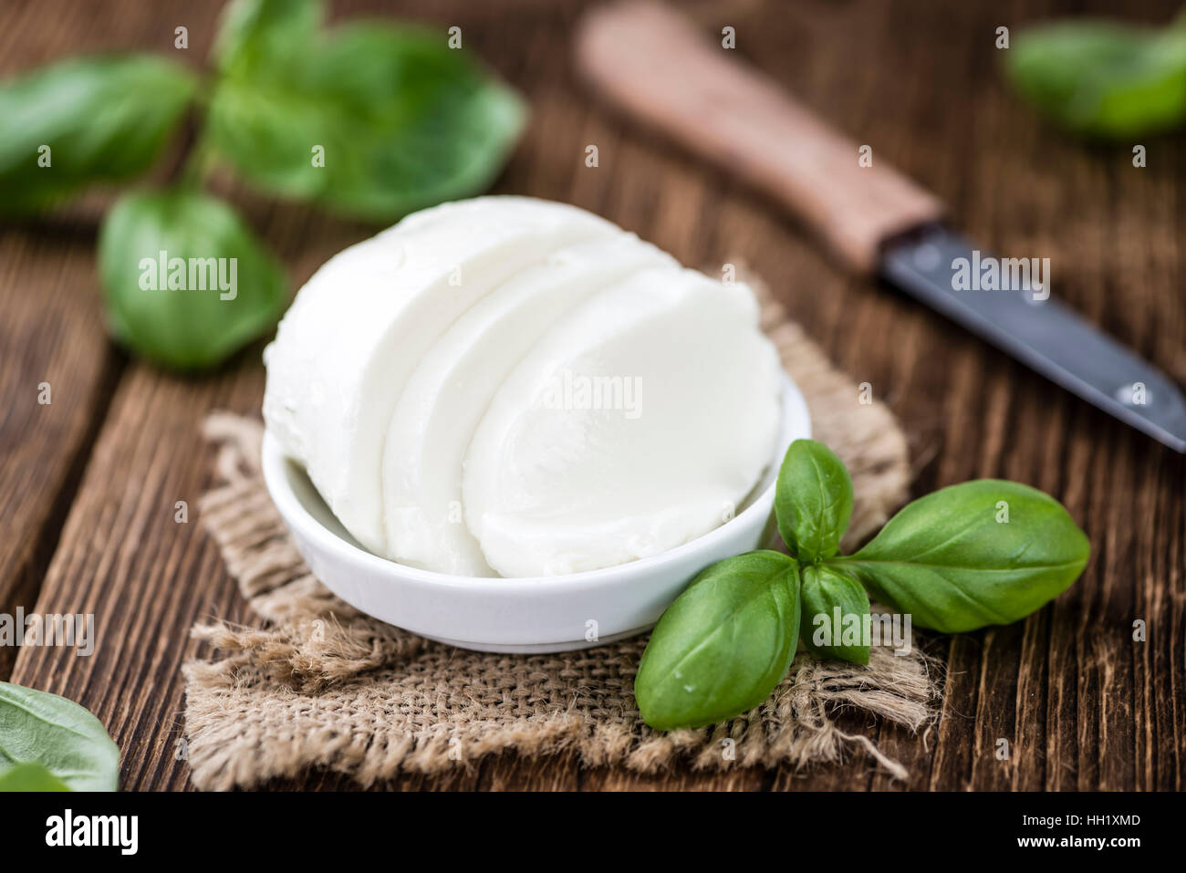 Big Mozzarella Ball as detailed close-up shot (selective focus Stock ...