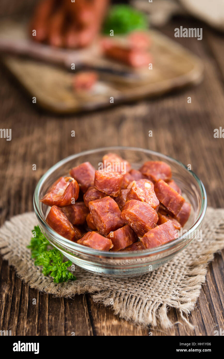 Mettwurst (German cuisine) as detailed close-up shot (selective focus ...