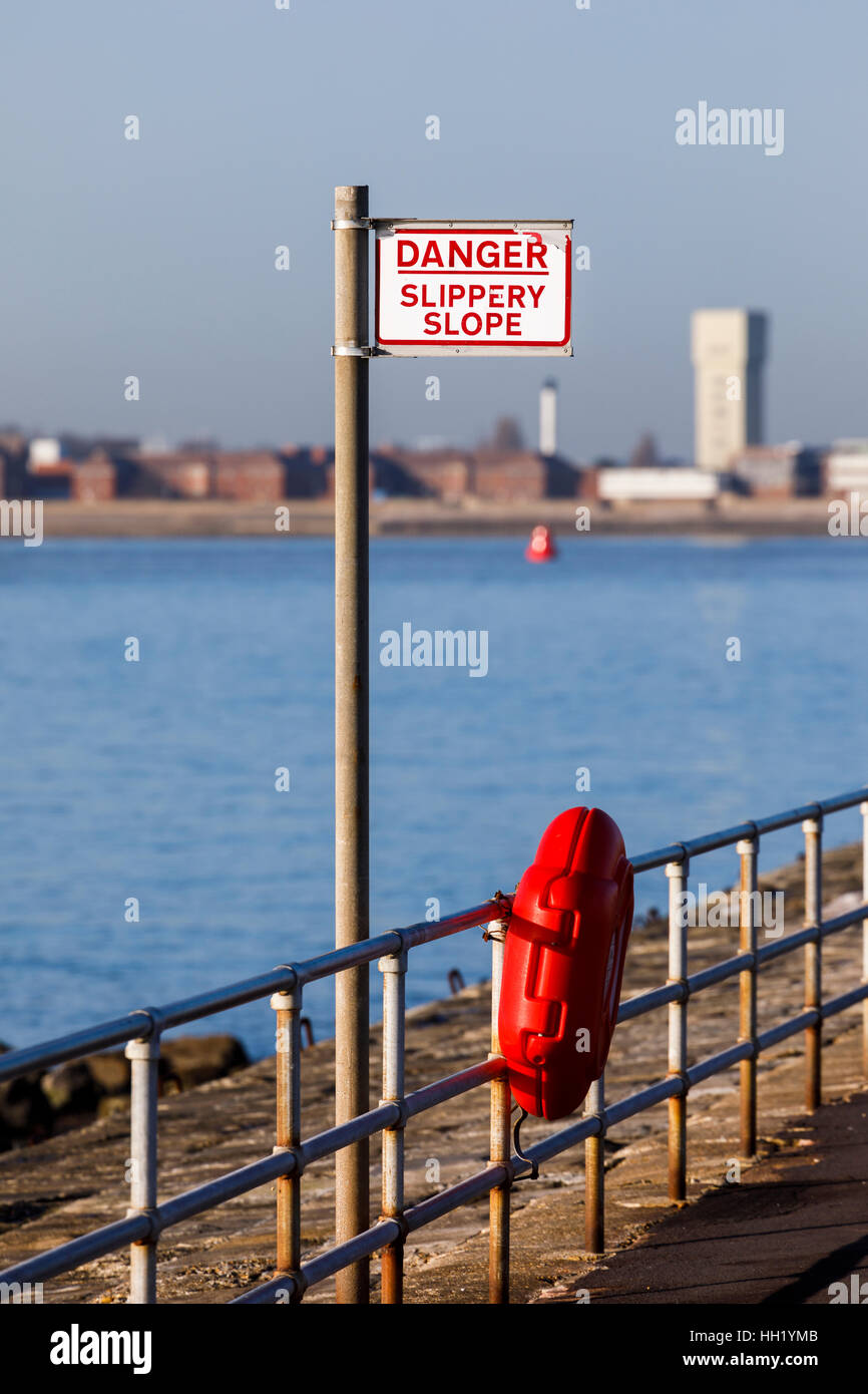 Slippery slope sign hi-res stock photography and images - Alamy