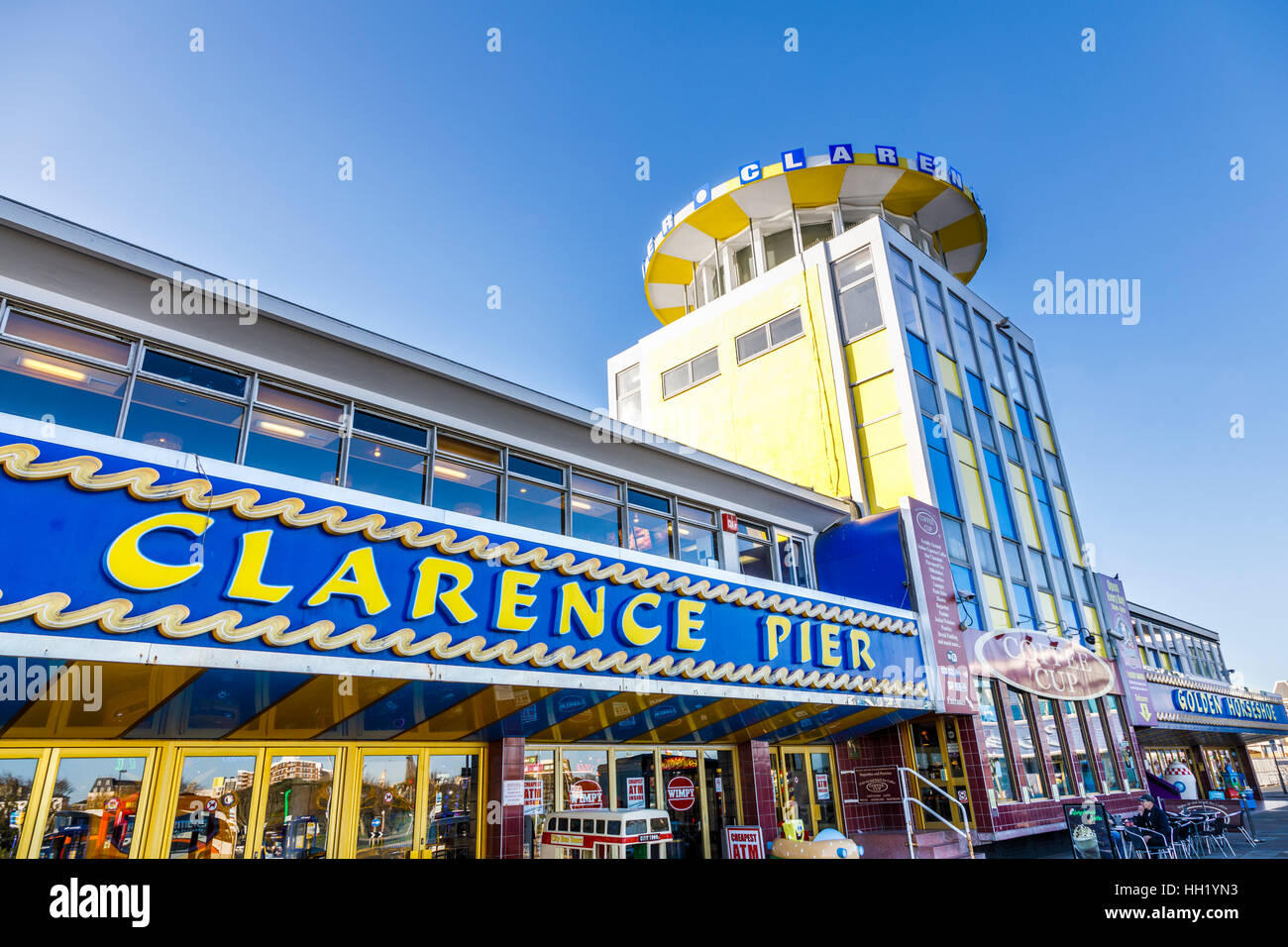 Exterior of Clarence Pier amusement arcade, Southsea, Portsmouth ...