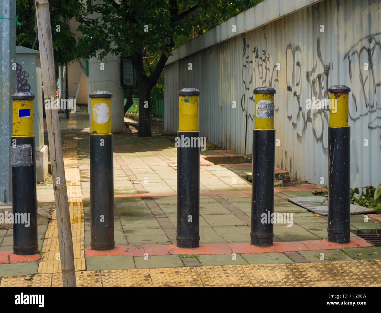 Steel barriers to prevent motorcycle entering pedestrian photo taken in ...