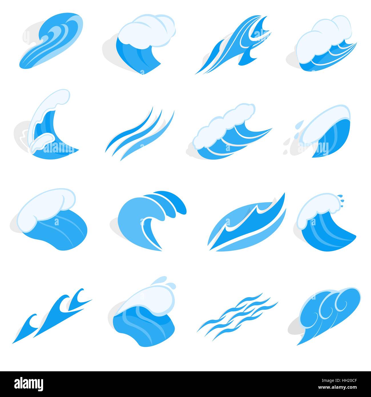 Water wave set, isometric 3d style Stock Vector Image & Art - Alamy
