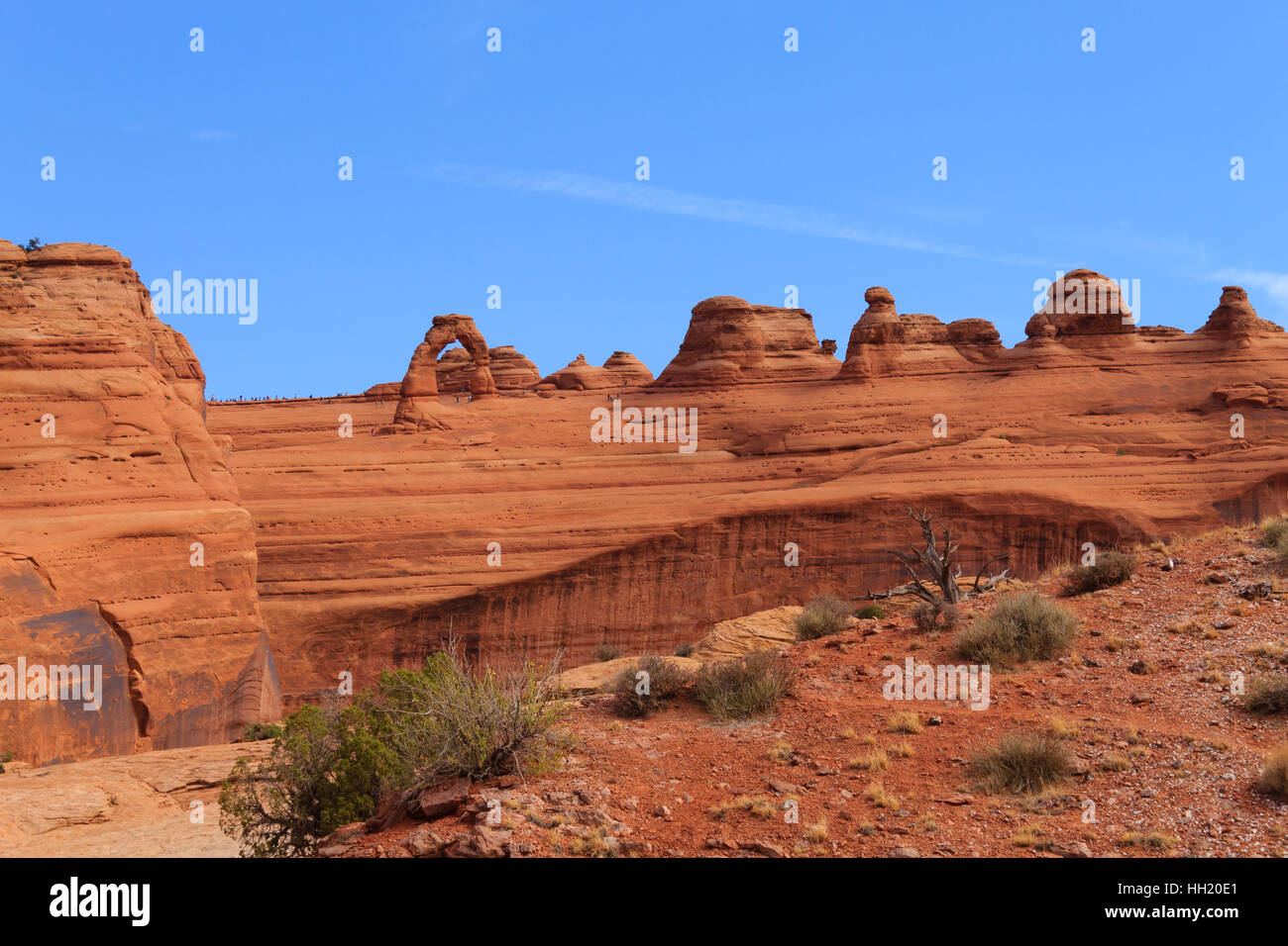 Panorama from Utah. Famous delicate arch. Red rocks canyon, geological ...