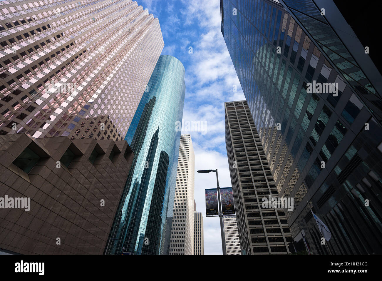 December 29, 2015 Houston, Texas: financial district high-rise towers ...